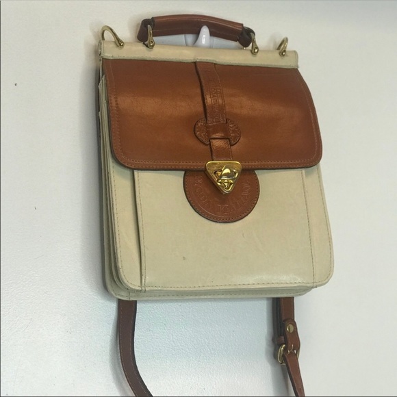 Bags | Cream And Brown Moda Italiana Bag | Poshmark
